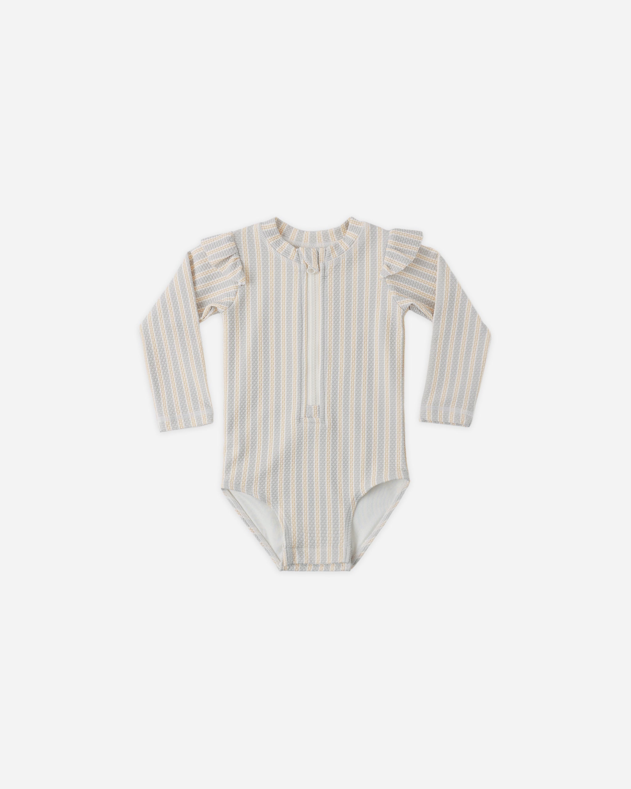 Byron Rashguard One-Piece Blue + Butterscotch Stripe – Quincy Mae