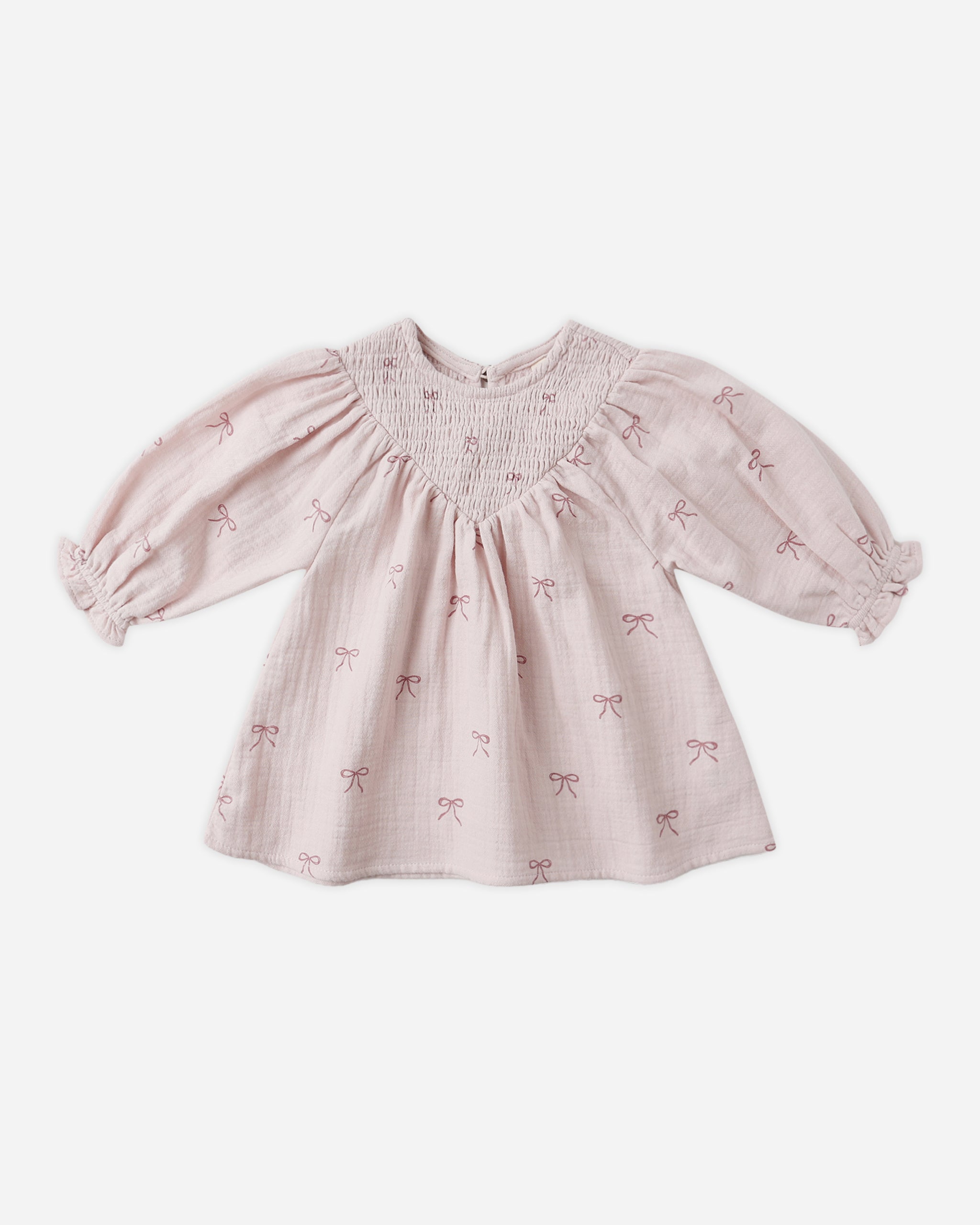 V Smocked Dress || Bows – Quincy Mae